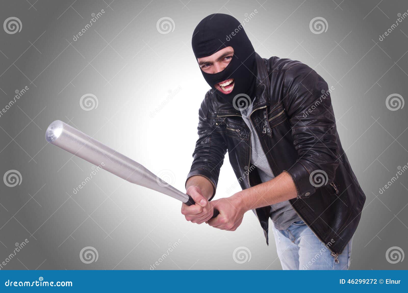 Male hooligan with bat stock photo. Image of male, looking - 46299272