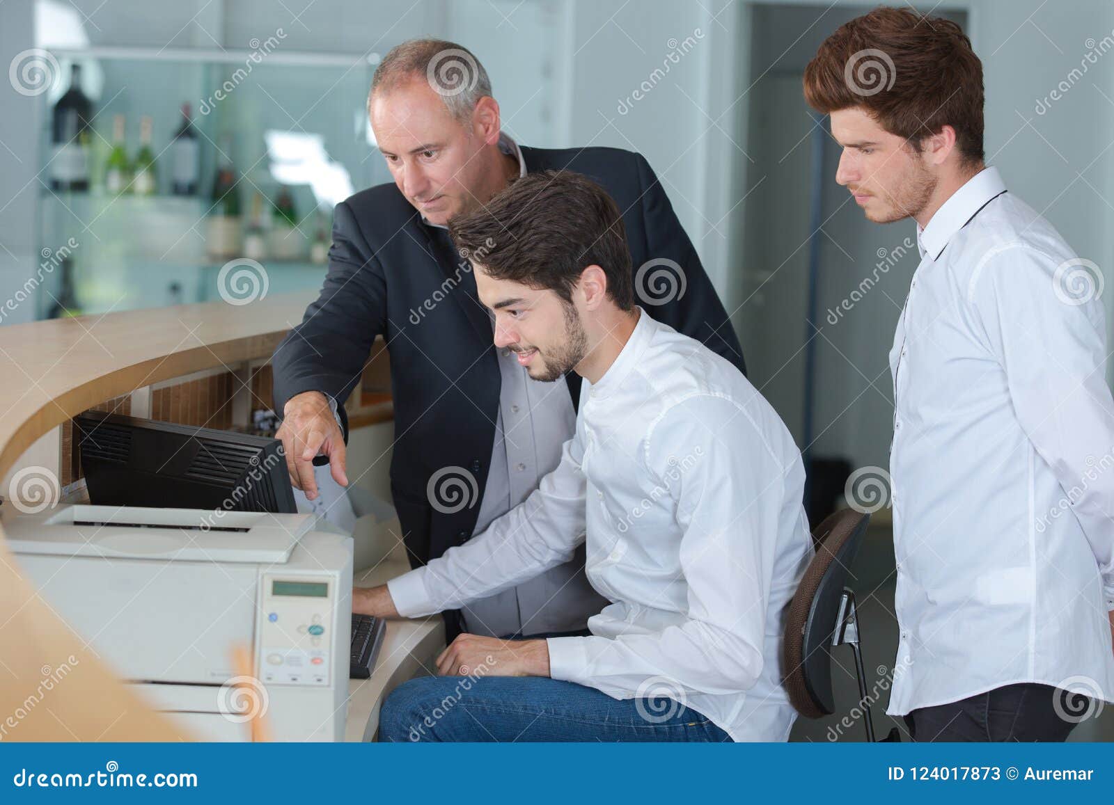 Male Hotel Reception Workers with Manager Stock Image - Image of lobby ...