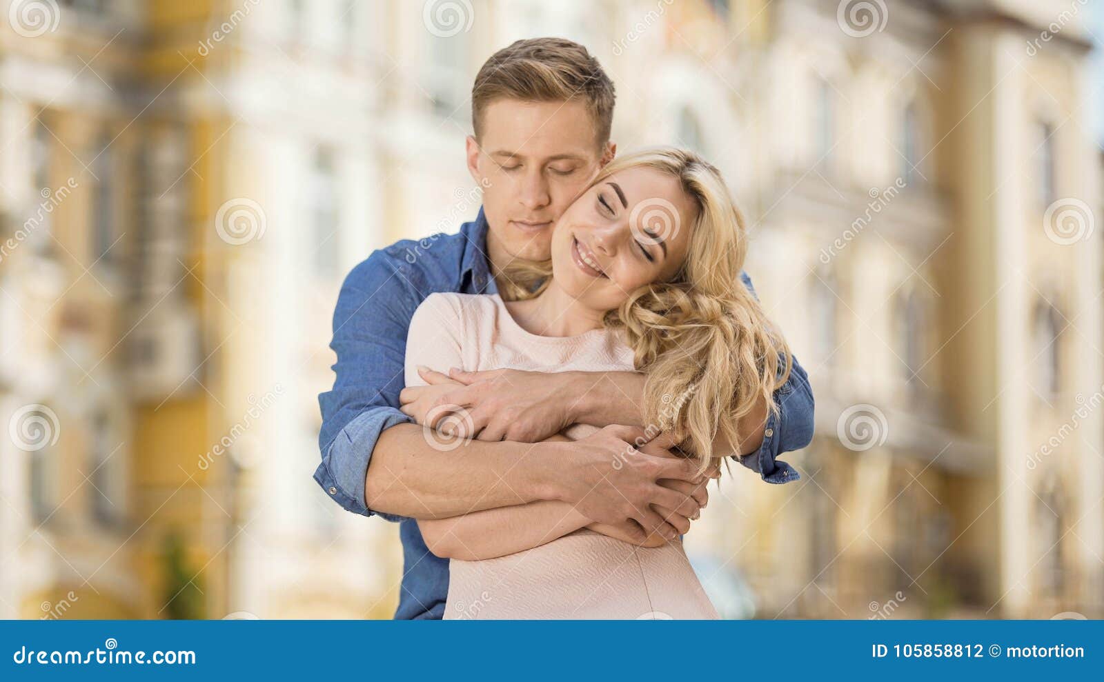 Male Hugging His Girlfriend From Behind Sweet Romantic Relationship