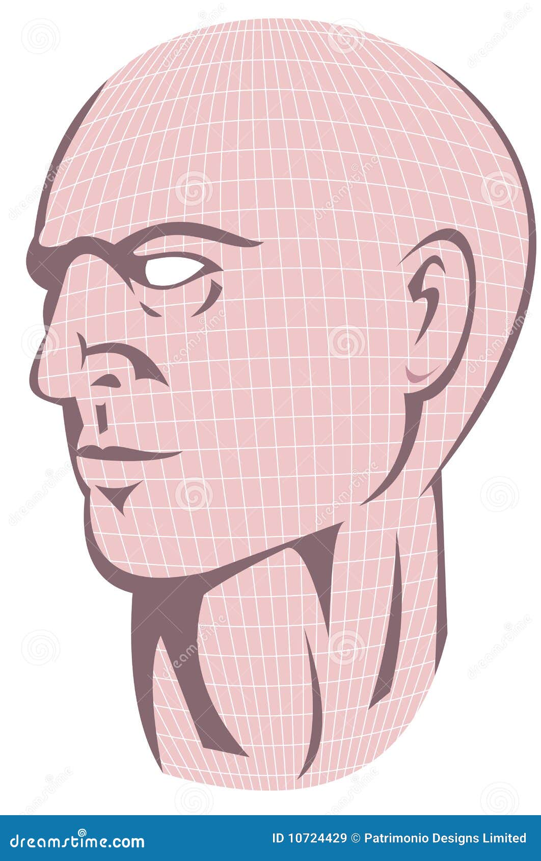 Male human head with grid stock illustration. Illustration of screen ...