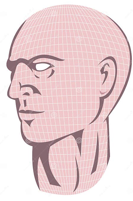 Male human head with grid stock illustration. Illustration of screen ...