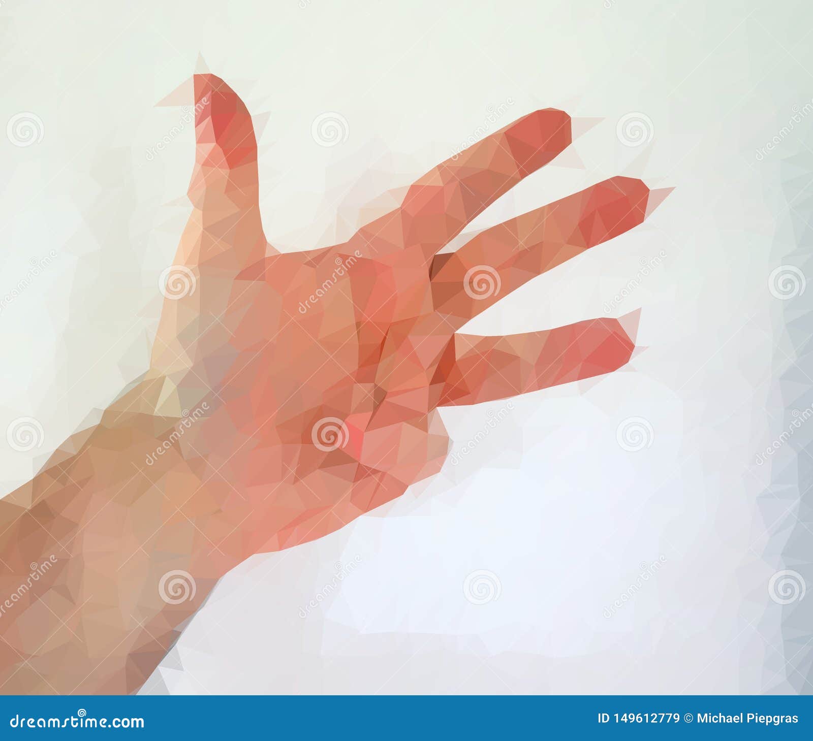 Male Human Polygonized Hand Showing Different Gestures Stock Image ...