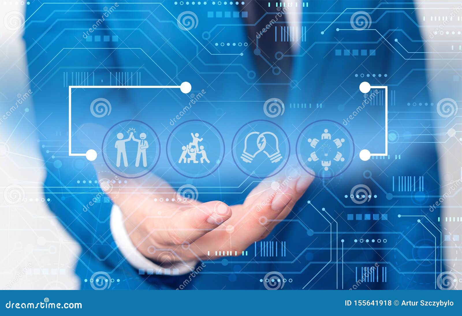 Male Human Presenting a Presentation Using the Latest Sophisticated ...