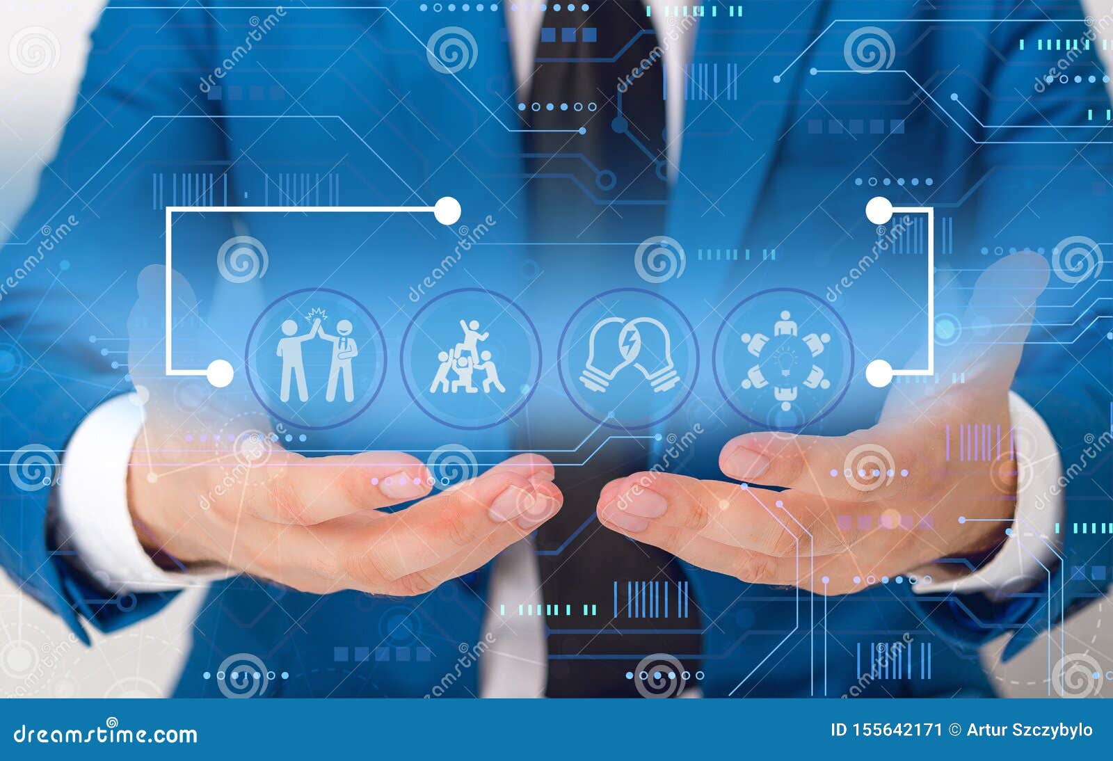 Male Human Presenting a Presentation Using the Latest Sophisticated ...