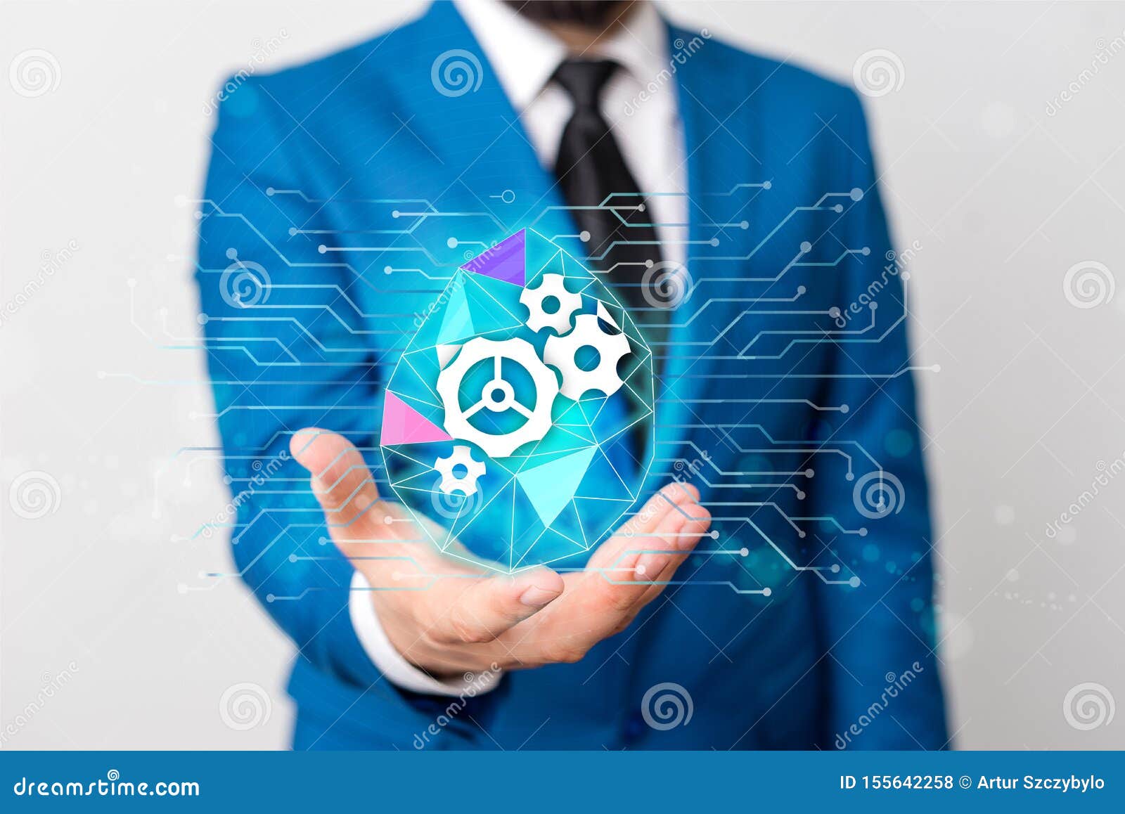 Male Human Presenting a Presentation Using the Latest Sophisticated ...