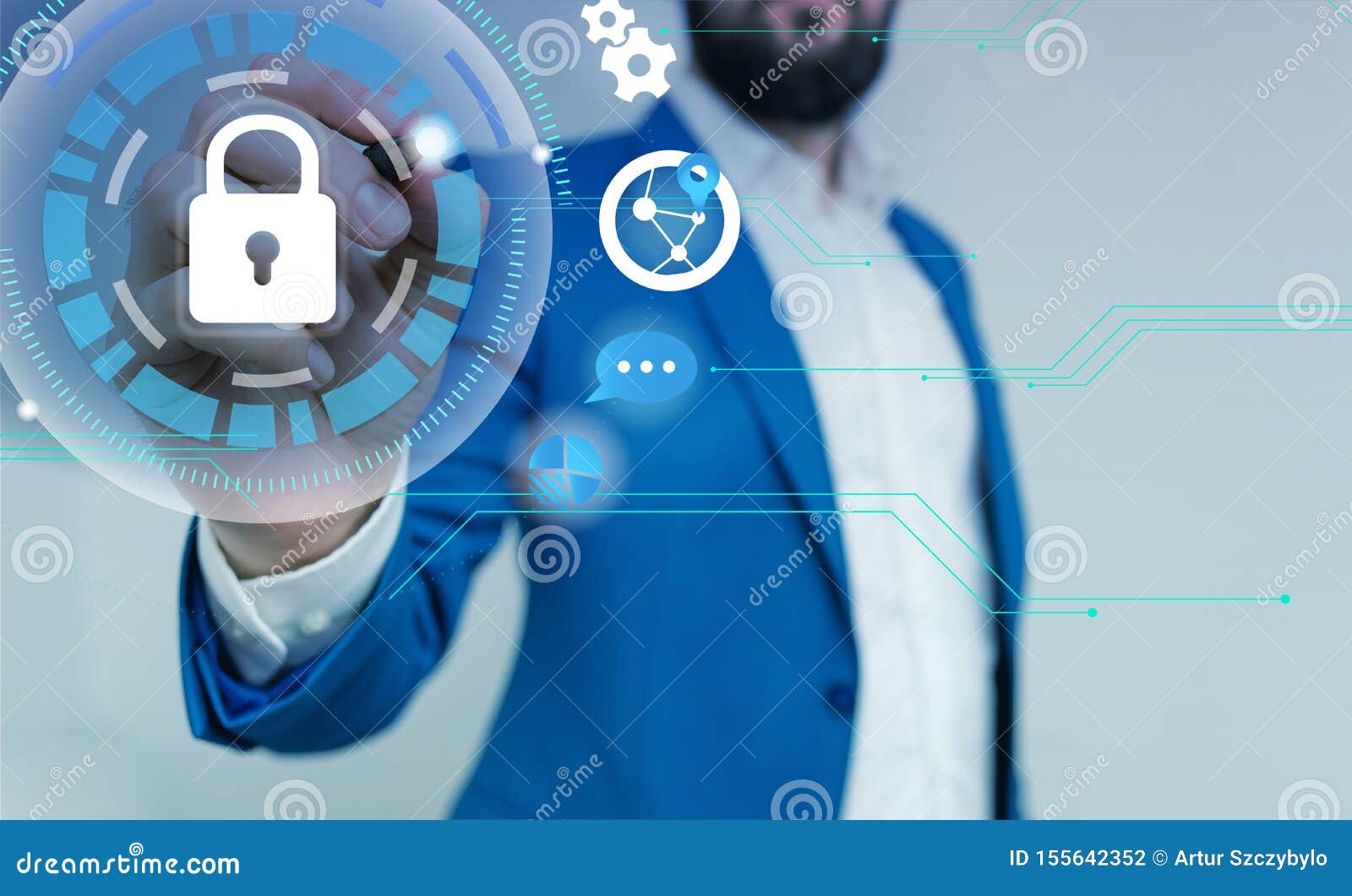 Male Human Presenting a Presentation Using the Latest Sophisticated ...