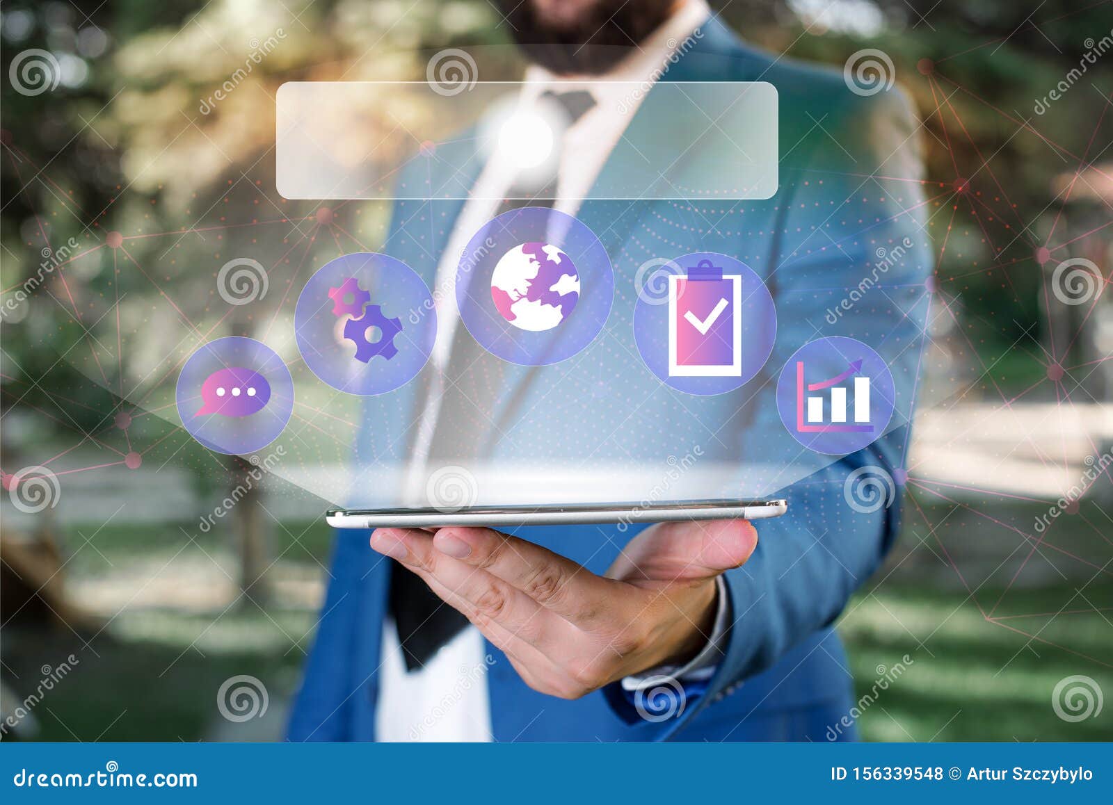 Male Human Presenting a Presentation Using the Latest Sophisticated ...