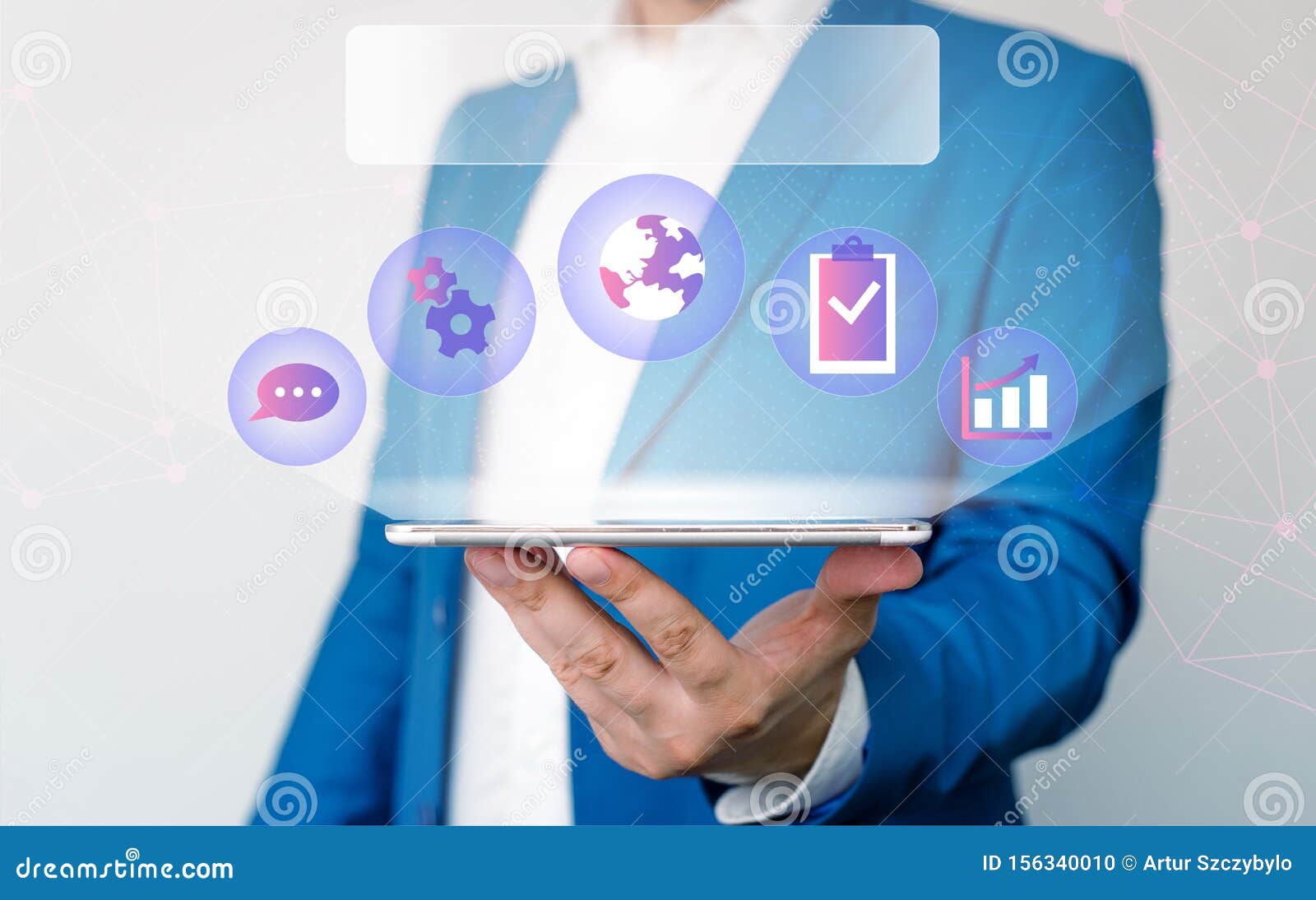 Male Human Presenting a Presentation Using the Latest Sophisticated ...