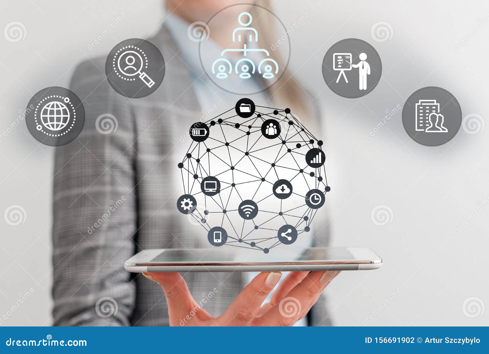 Male Human Presenting a Presentation Using the Latest Sophisticated ...