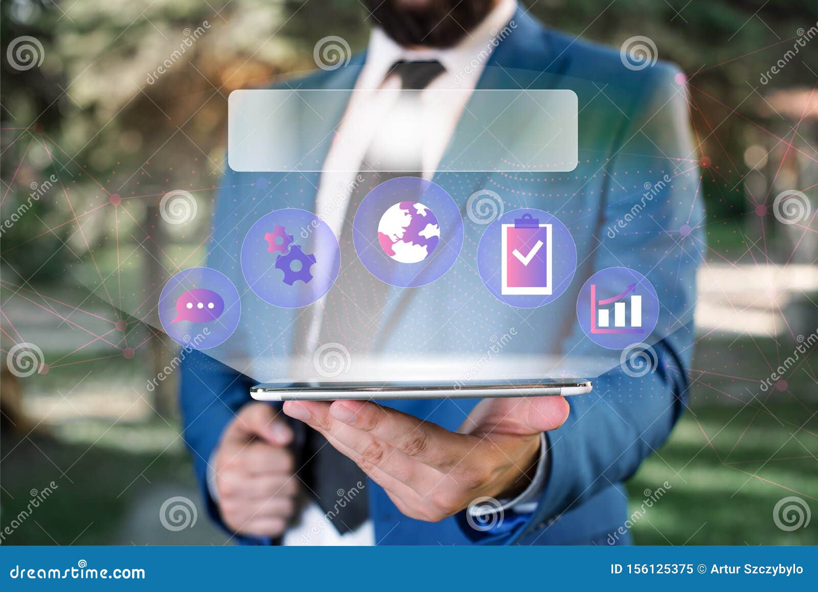 Male Human Presenting a Presentation Using the Latest Sophisticated ...