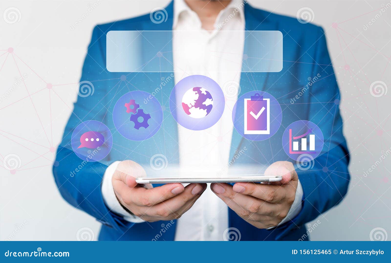 Male Human Presenting a Presentation Using the Latest Sophisticated ...