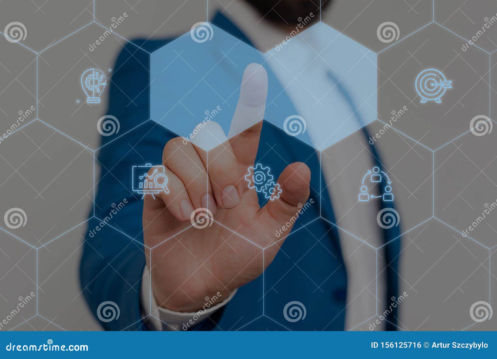 Male Human Presenting a Presentation Using the Latest Sophisticated ...