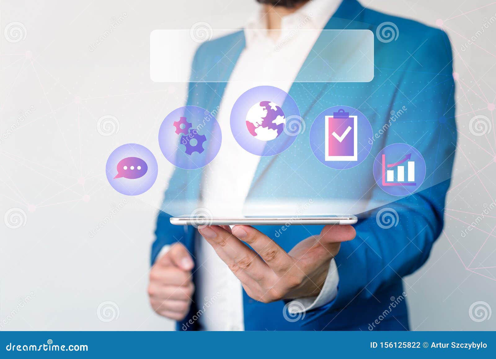 Male Human Presenting a Presentation Using the Latest Sophisticated ...