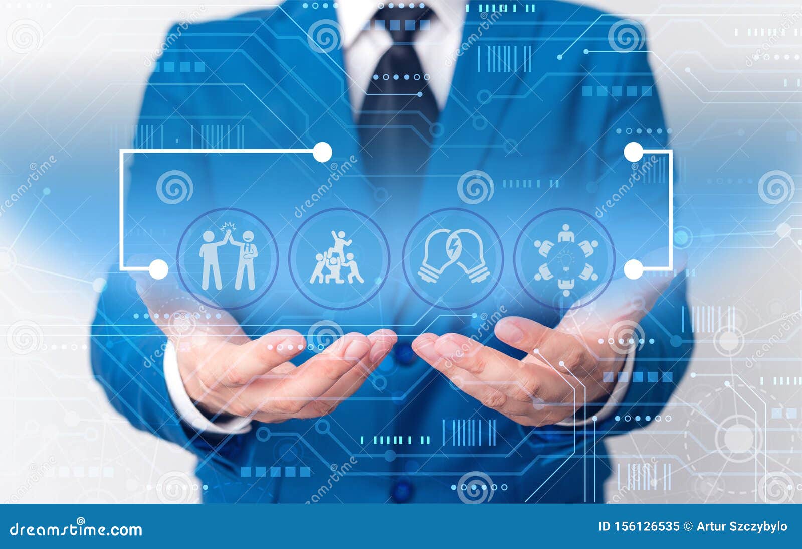 Male Human Presenting a Presentation Using the Latest Sophisticated ...