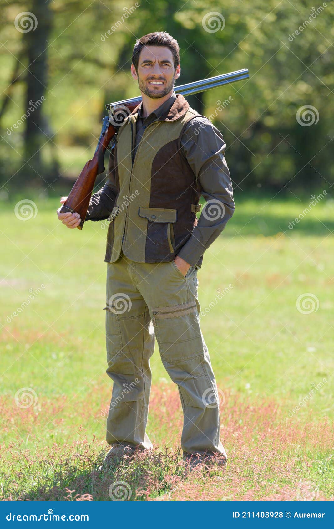 Male hunter holding gun stock photo. Image of fall, girl - 211403928