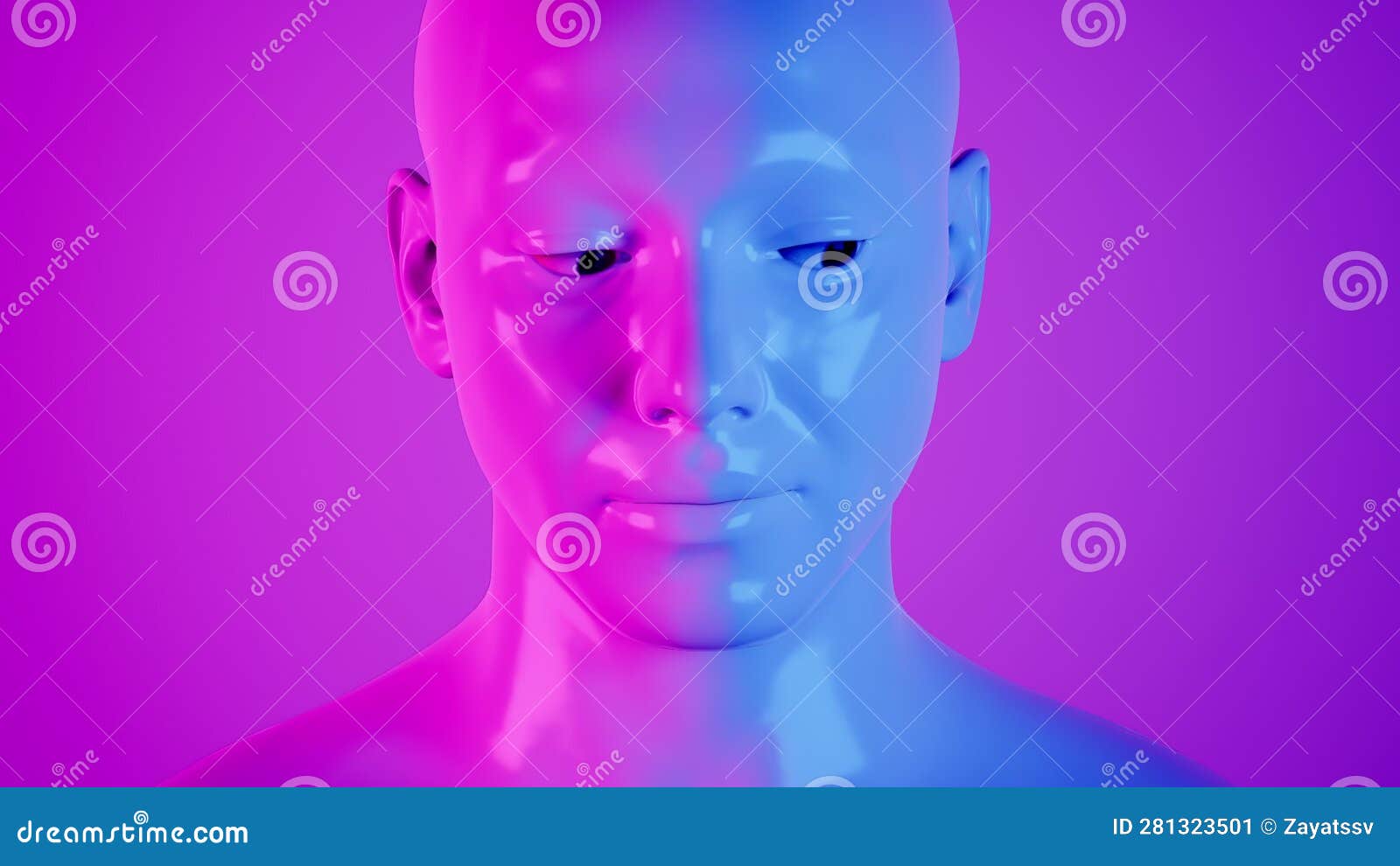 Male Hyper-realistic Robot or Cyborg in Studio with Neon Light ...