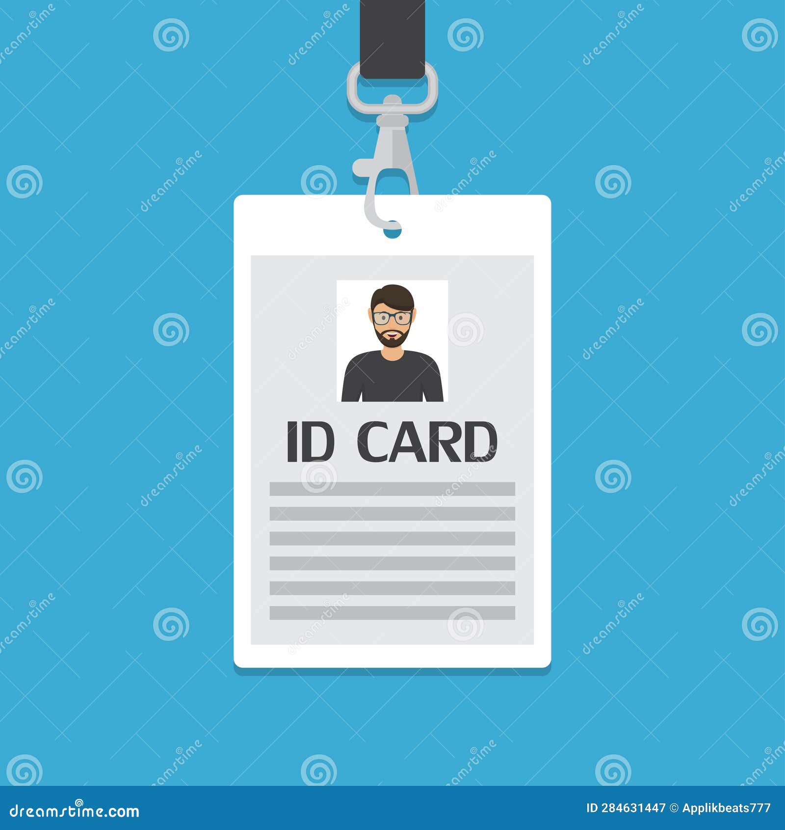 Male ID Card in a Flat Design. Vector Illustration Stock Vector ...