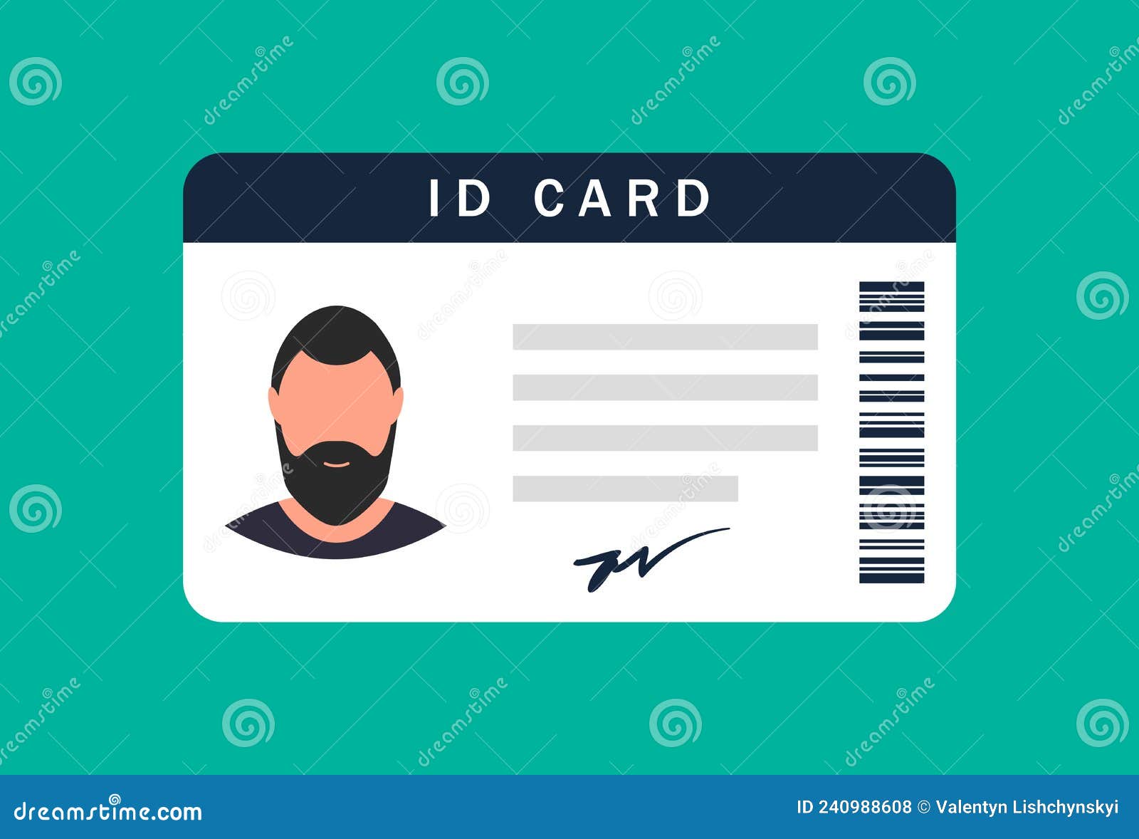 Male ID Card, Identity Card, Personal Data. Vector Illustration Flat ...