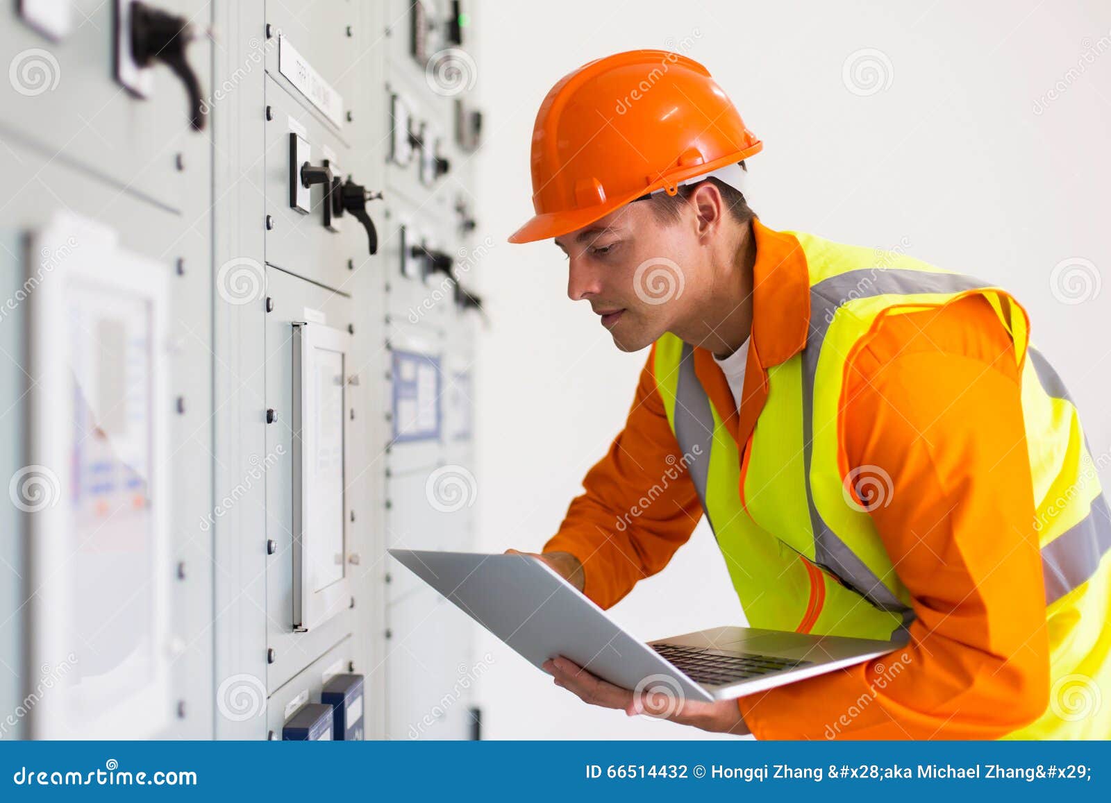 Male Industrial Engineer Laptop Stock Photo - Image of collar, looking ...