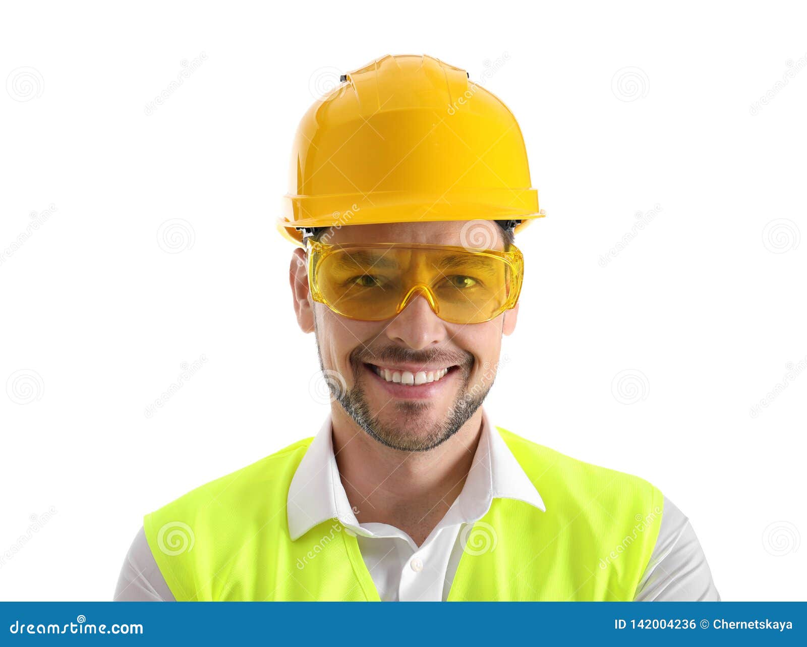 Male Industrial Engineer in Uniform on White Background. Stock Photo ...