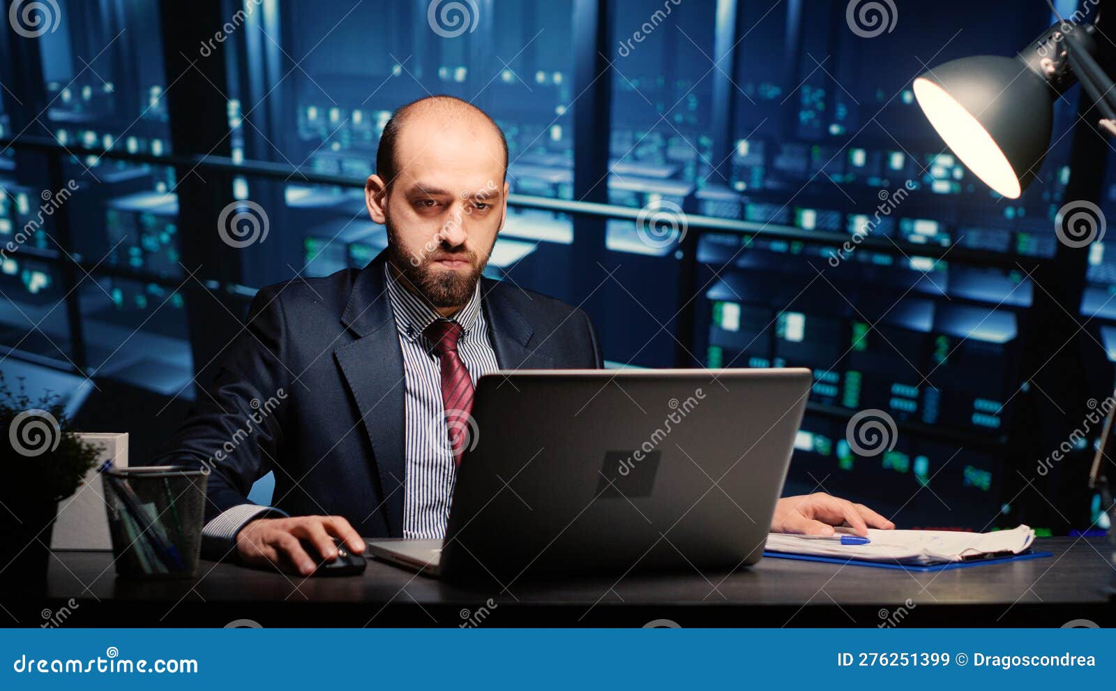 Male Infrastructure Engineer Working in Render Farm Stock Image - Image ...