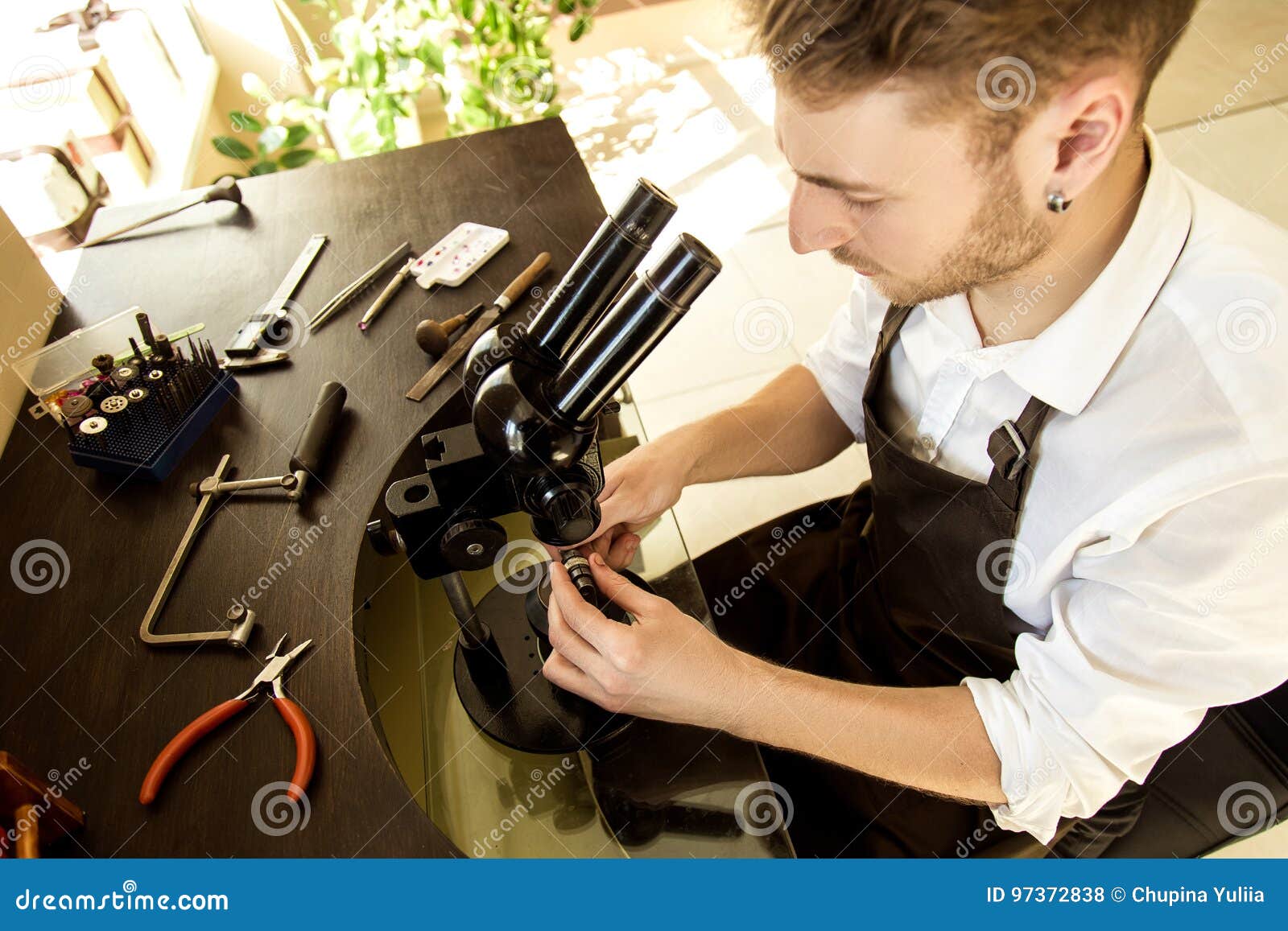 Male Jeweler is Working on Making a Ring Stock Photo - Image of diamond ...