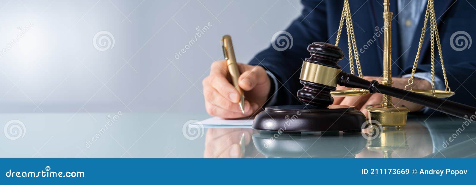 Male Judge Signing Document at Desk Stock Image - Image of courtroom ...