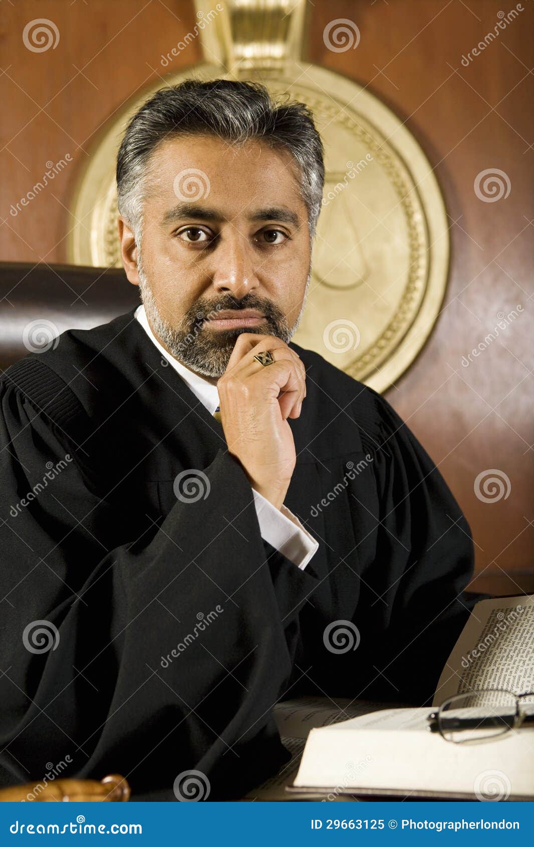 Male Judge Sitting with Law Book Stock Image - Image of legal ...