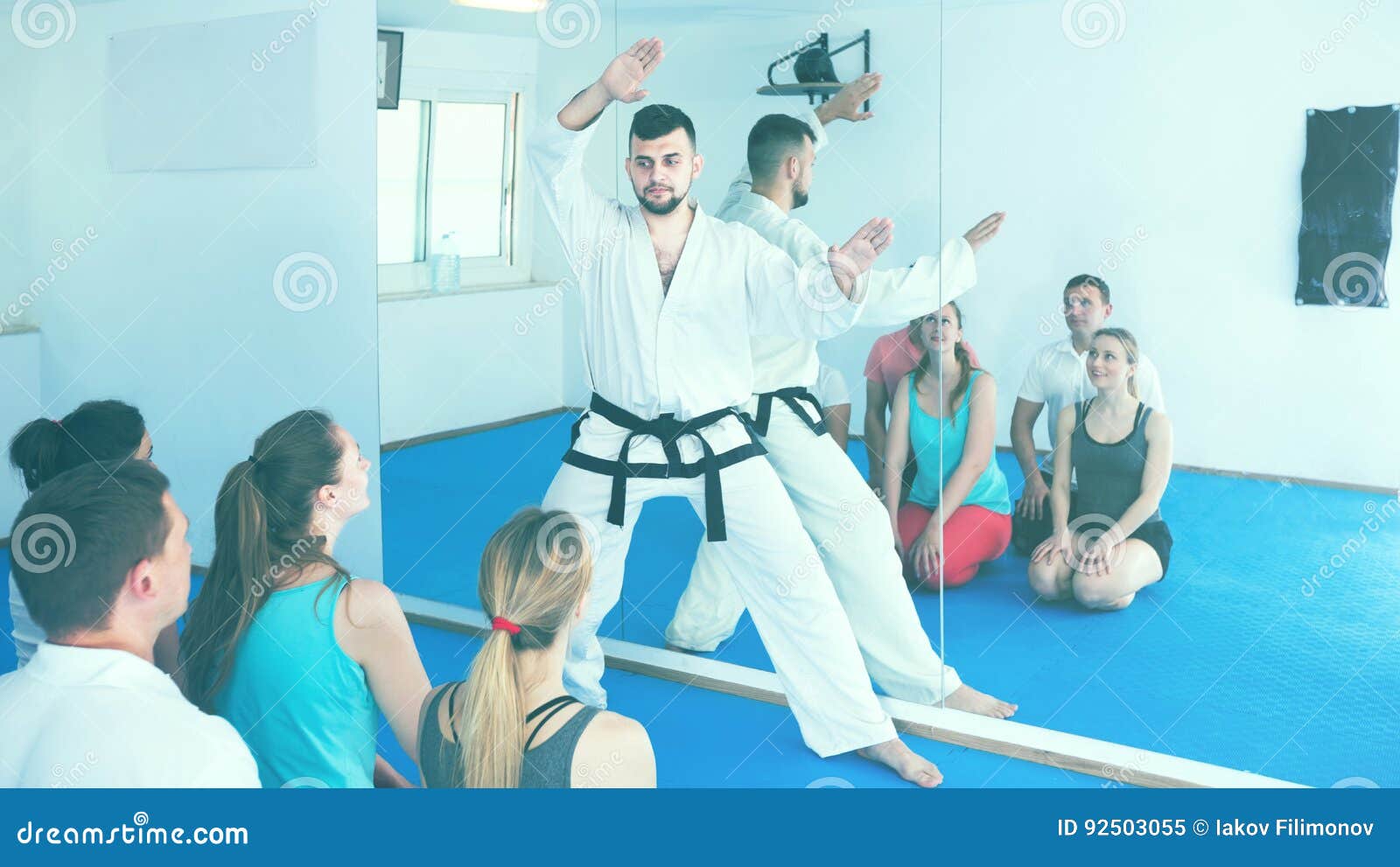 Male Karate Instructor Shows the Techniques Stock Image - Image of ...