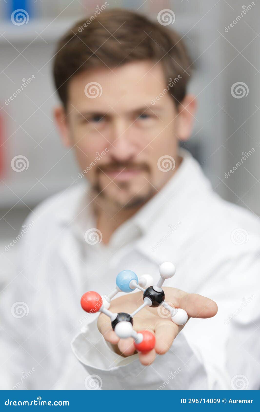 Male Lab Teacher Showing 3d Dna Model Stock Image - Image of genetic ...