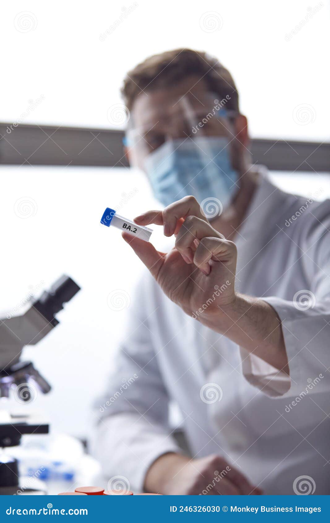 Male Lab Worker Wearing PPE Researching Covid-19 BA.2 Variant in ...