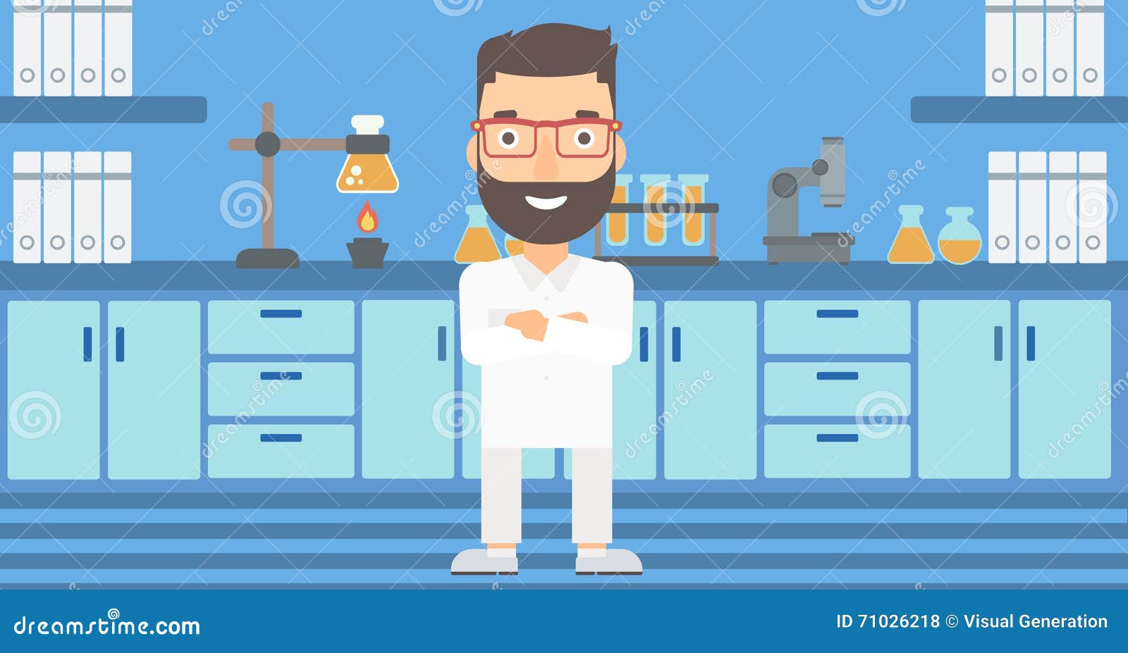 Male laboratory assistant. stock vector. Illustration of biology - 71026218