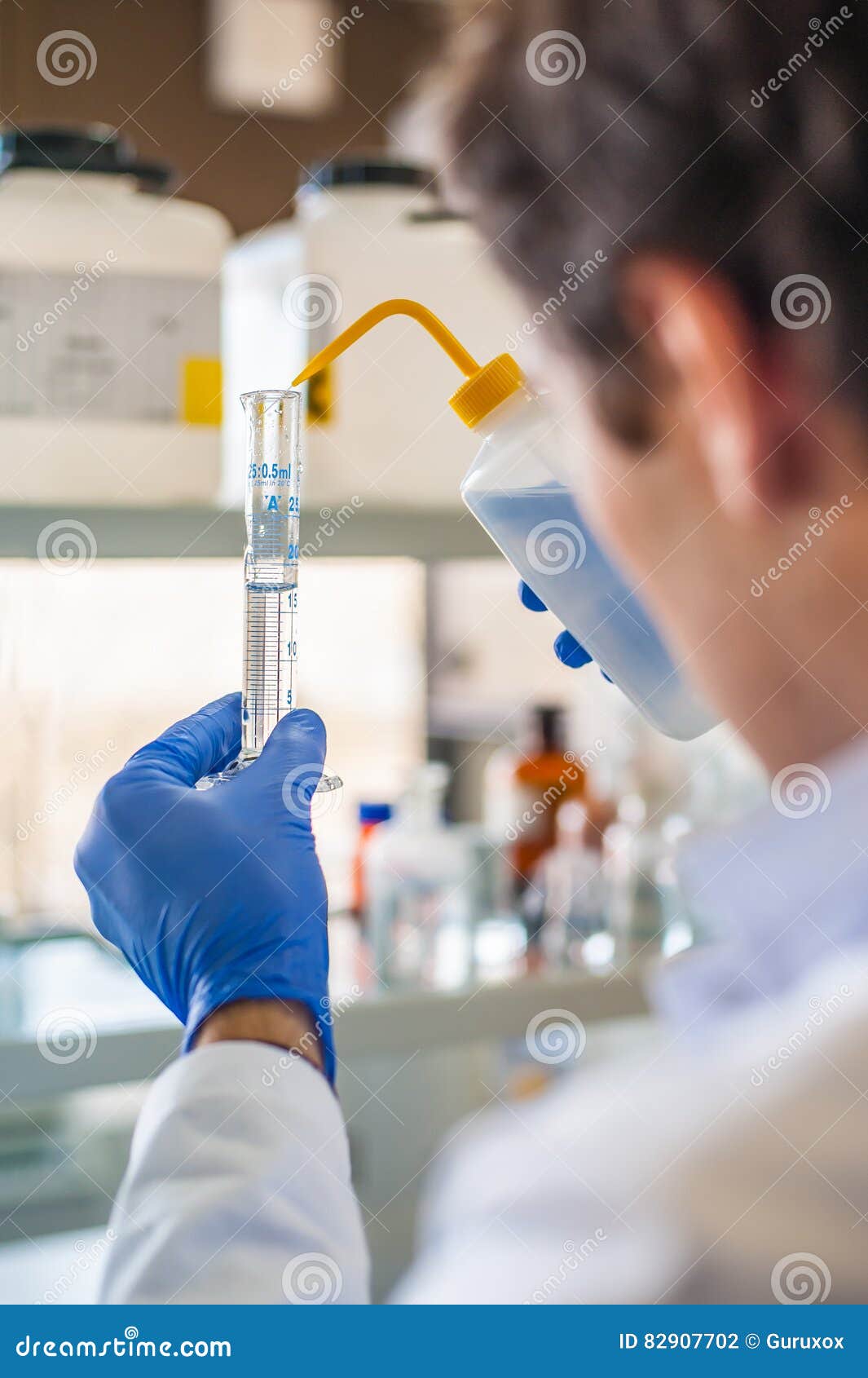 Male Laboratory Researcher Performs Tests Stock Photo - Image of ...