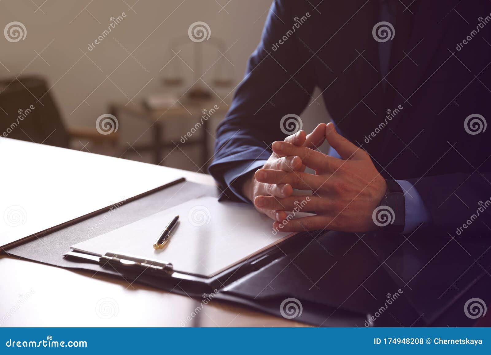 Male Lawyer at Table in Office Stock Photo - Image of government ...