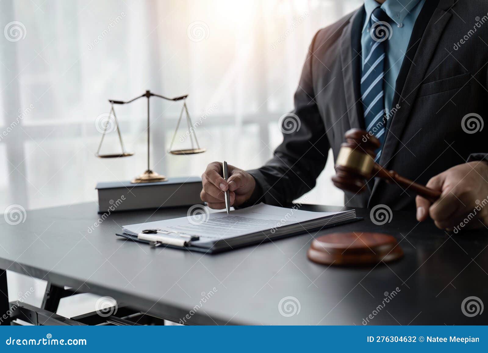 Male Lawyer Working at Table in Office Stock Photo - Image of executive ...