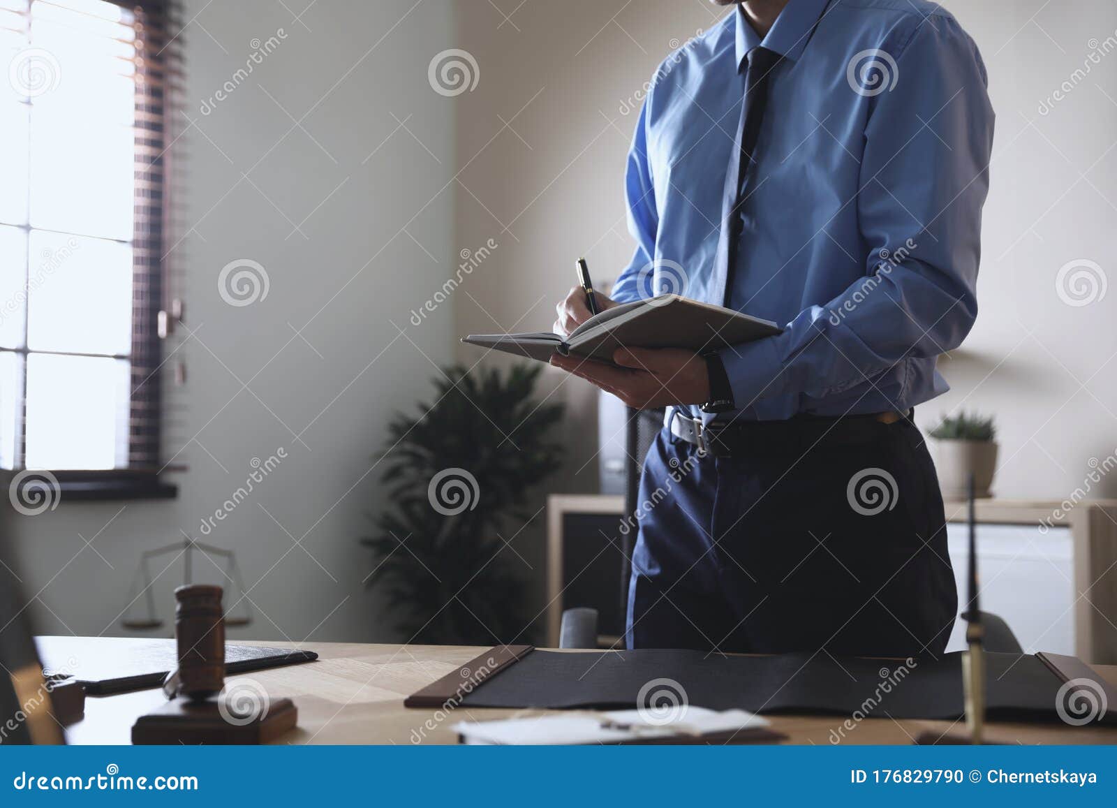 Male Lawyer Working at Table in Office Stock Photo - Image of guidance ...