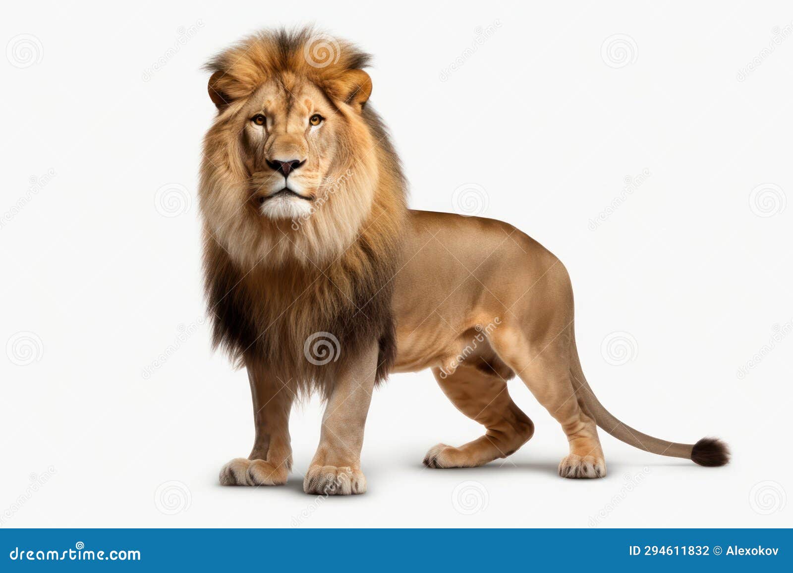 Male Lion Isolated on White Background. Side View Stock Illustration ...