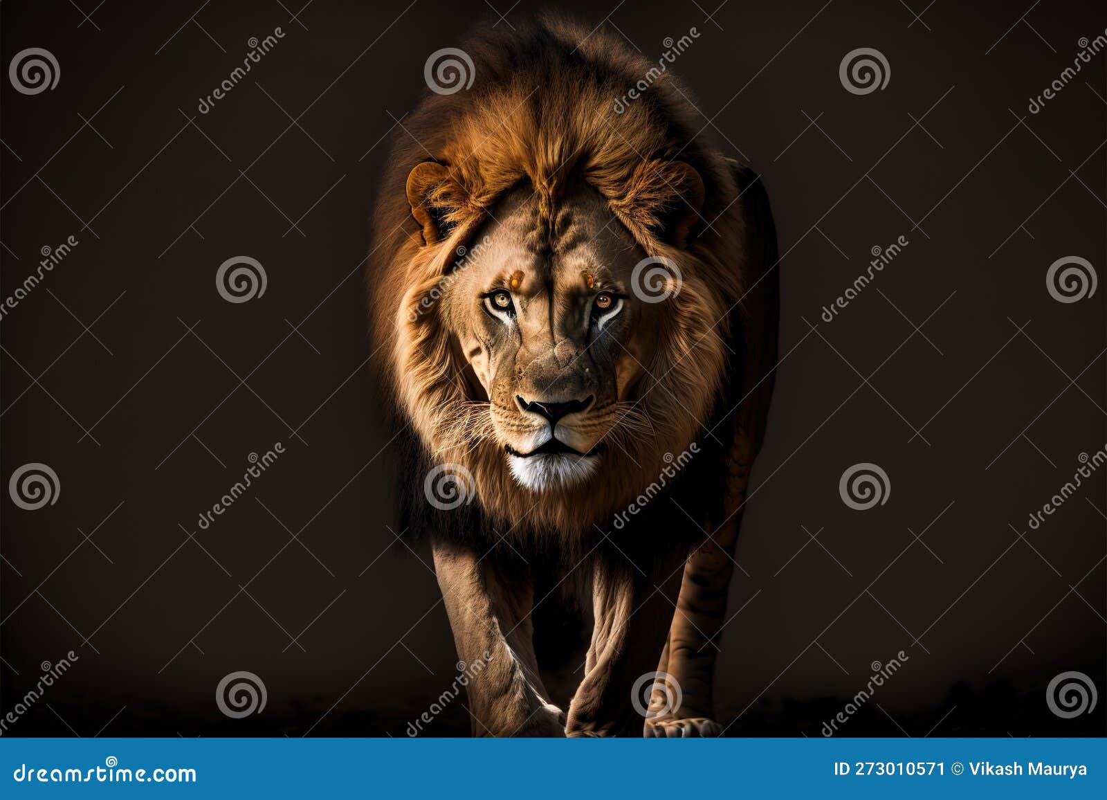 A Male Lion Prowling through Deep Shadow, AI Generated Stock ...