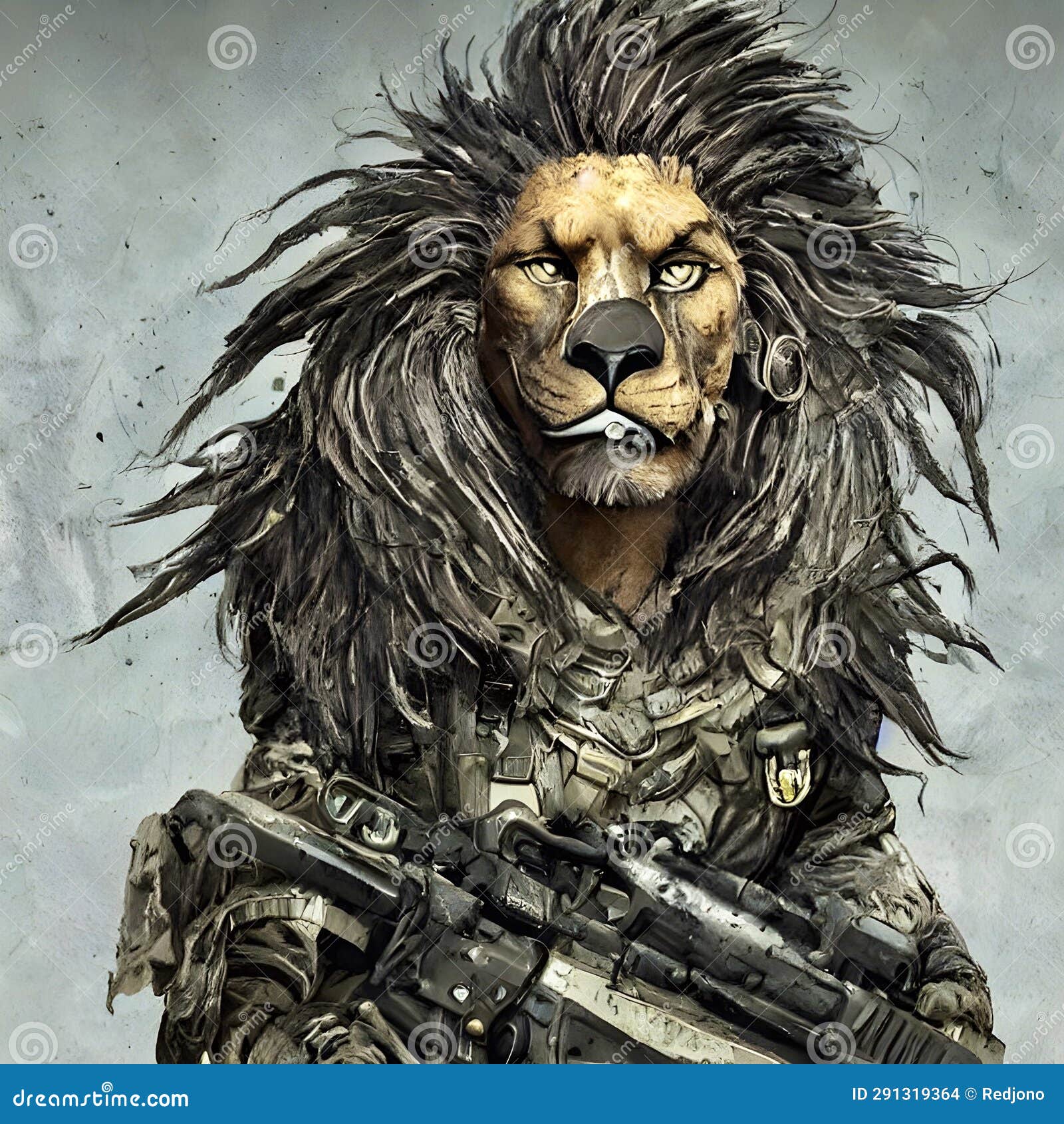 Male Lion Soldier in Combat Uniform Stock Illustration - Illustration ...
