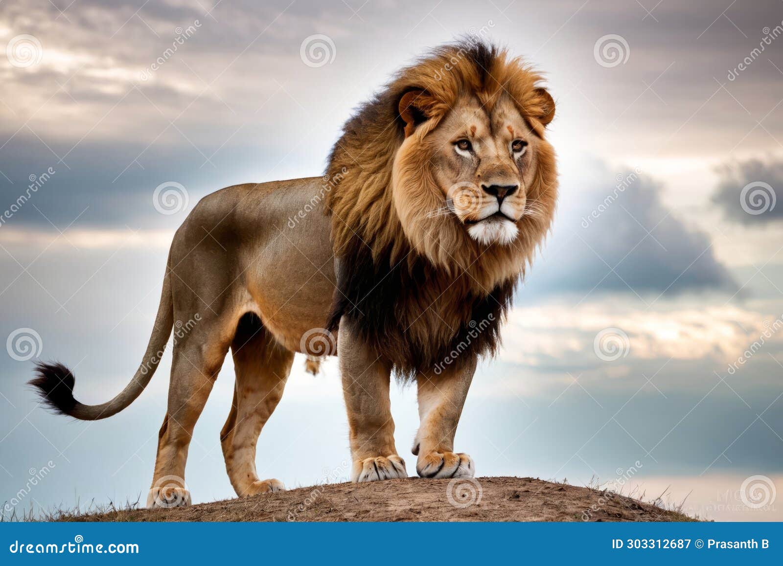 A Male Lion Standing on a Hill Stock Image - Image of majestic ...