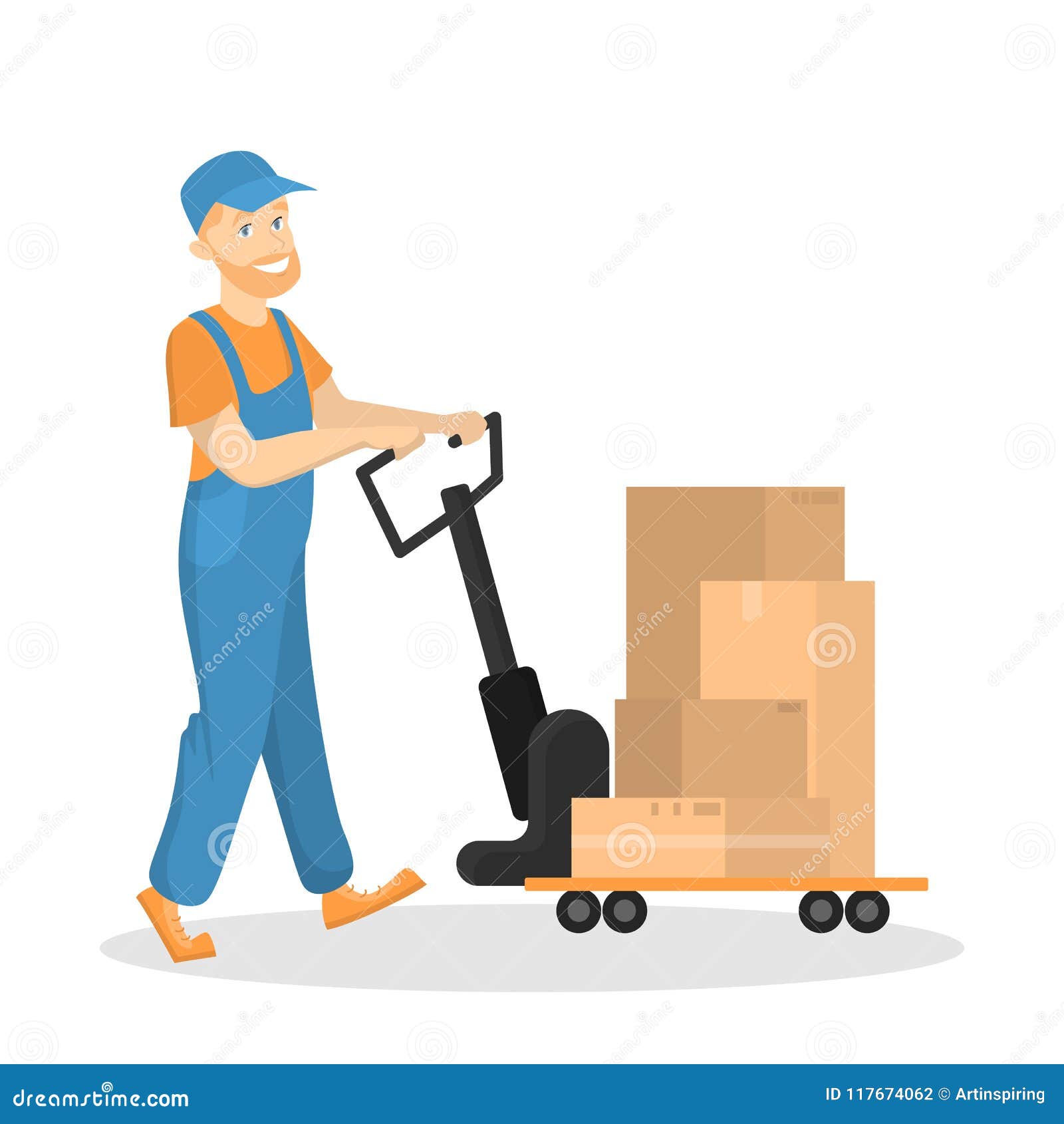 Male loader working. stock vector. Illustration of delivery - 117674062