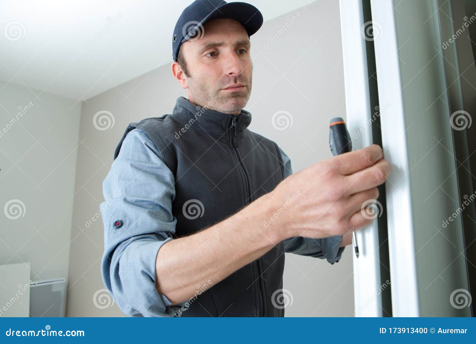 Male Lockpicker Fixing Door Handle at Home Stock Photo - Image of ...