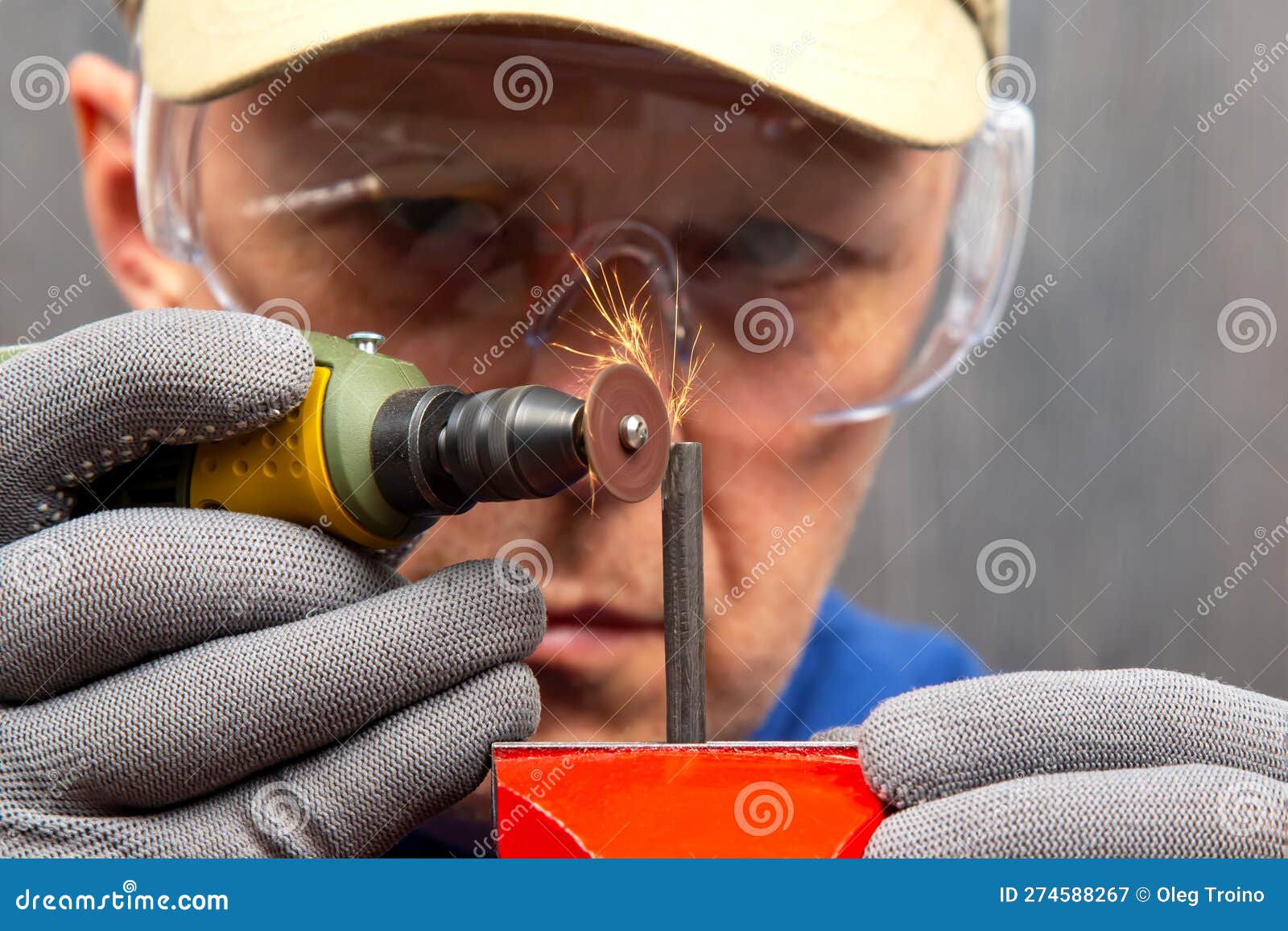 Worker, A Man Processes Metal Products On A Machine. Turning Work In ...
