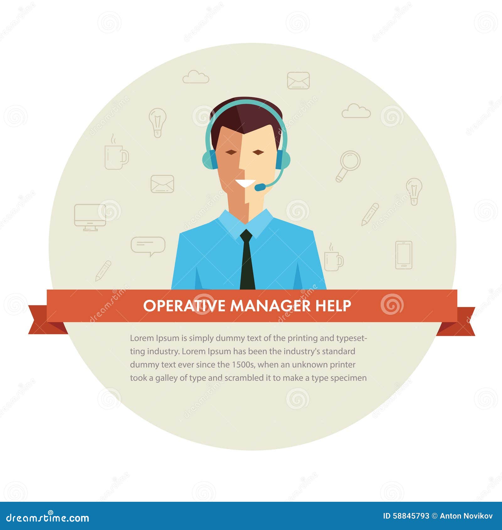 Male manager help banner stock vector. Illustration of conversation ...