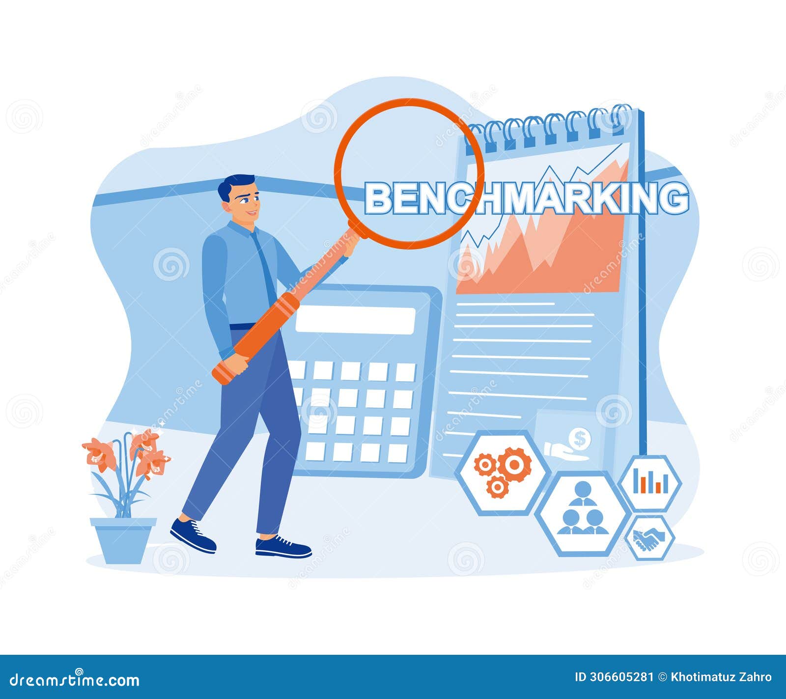 Male Manager Observing and Analyzing Office Finances. Stock Vector ...