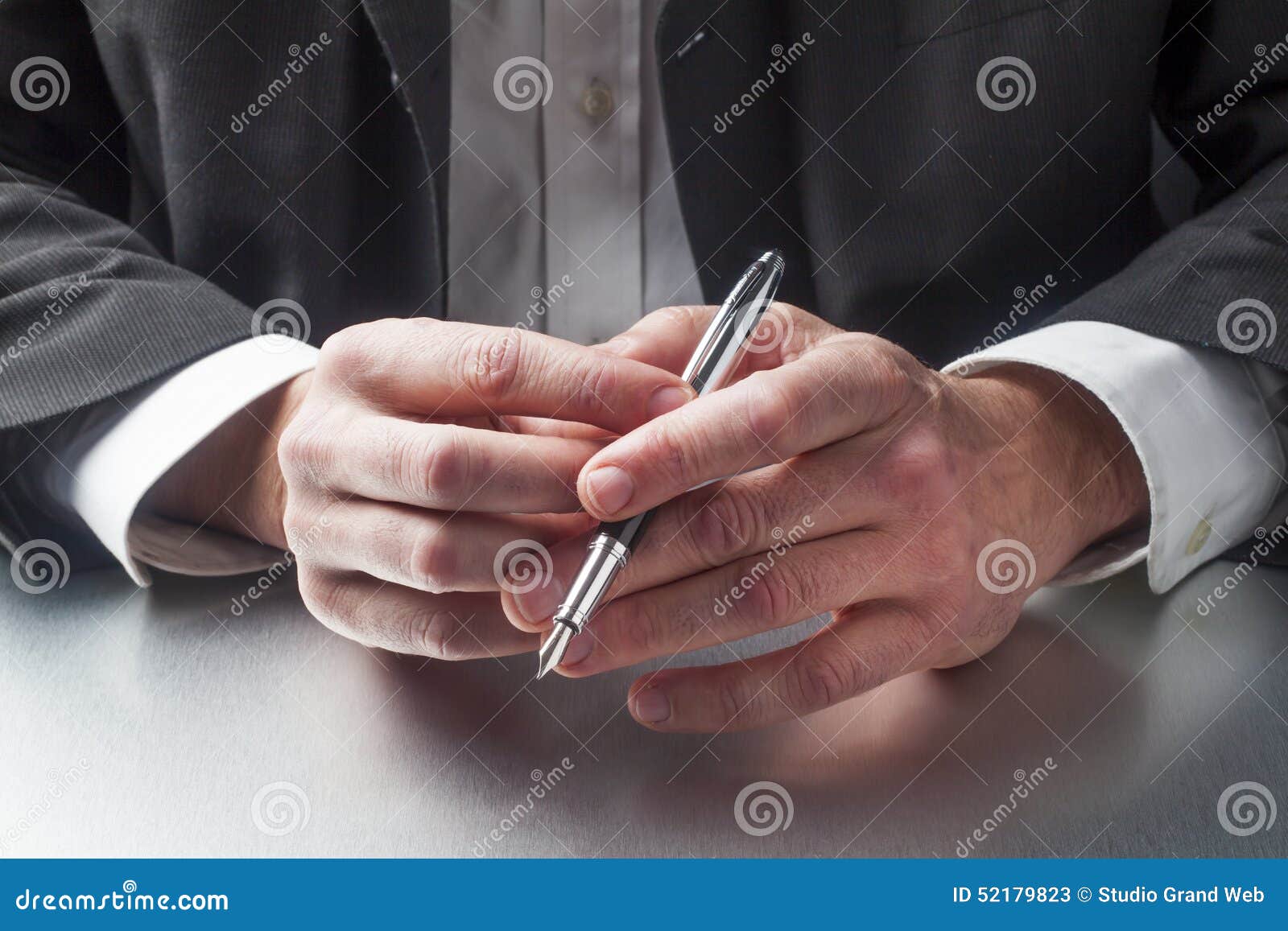 Male Manager with Pen in His Hands at Work Stock Image - Image of ...