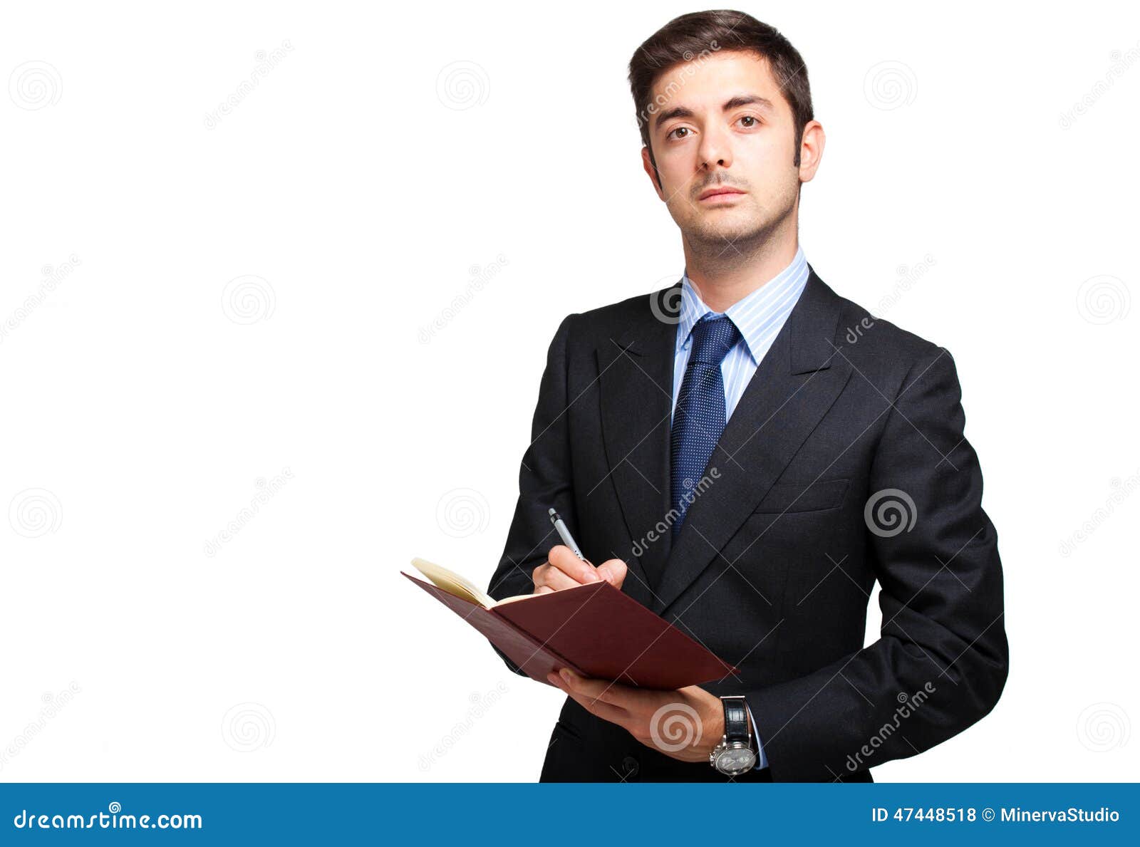 Male Manager Writing on His Agenda Stock Photo - Image of professional ...