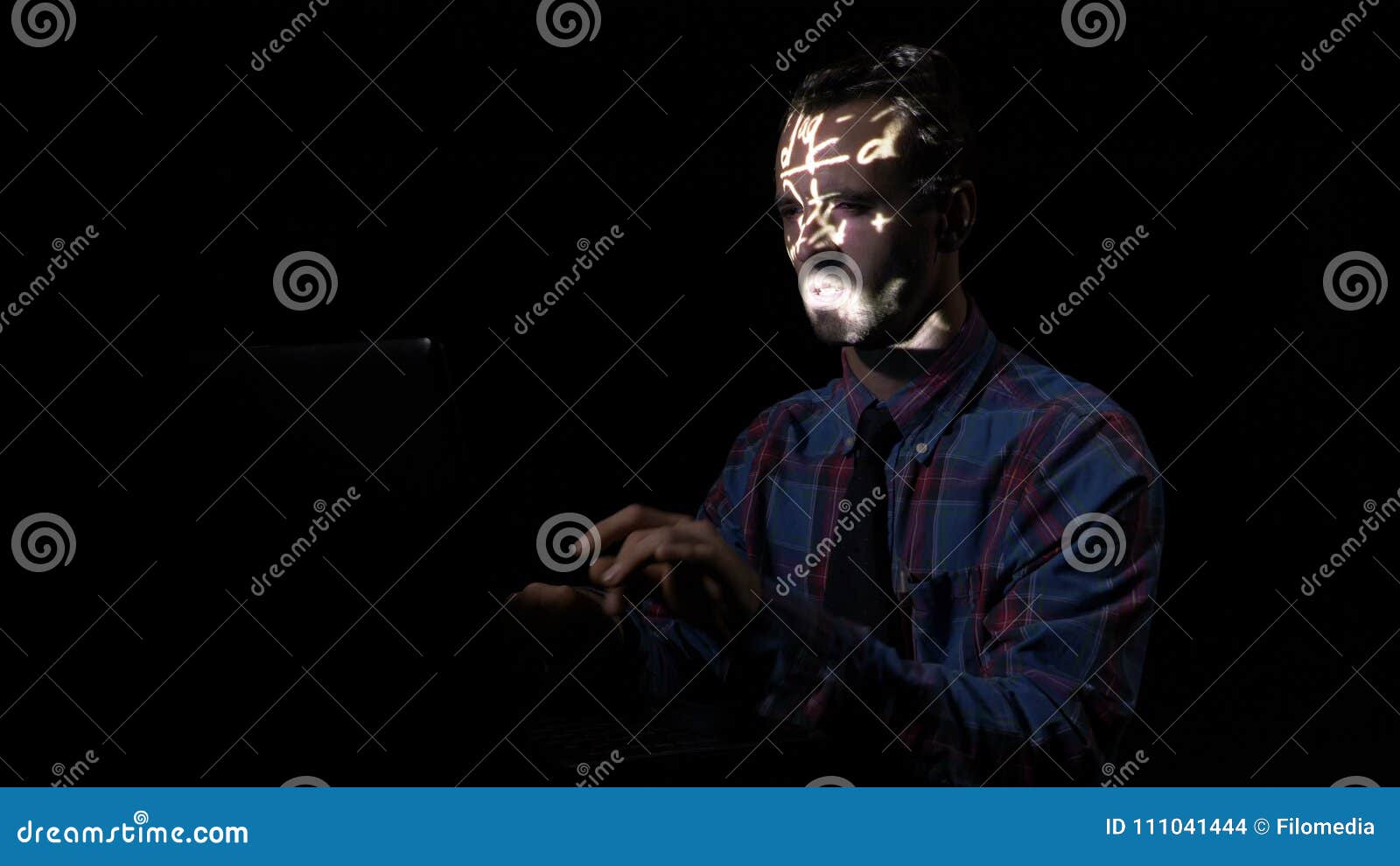 Male Mathematician Sitting in Front the Computer Thinking and Trying To ...