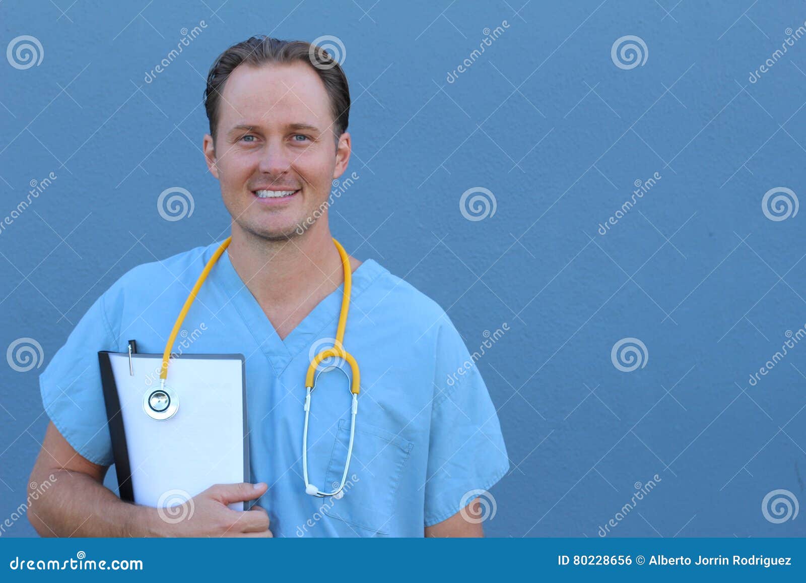 Male Medical Student with Copy Space Stock Photo - Image of background ...