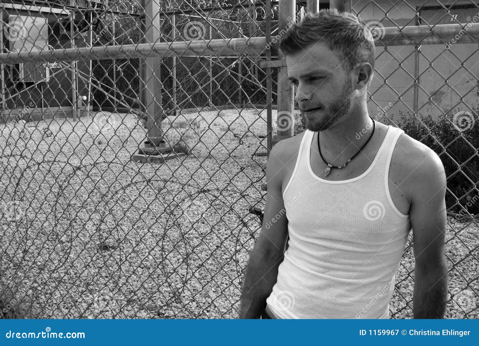 Male Model on Chainlink and Wire Stock Image - Image of look, rock: 1159967